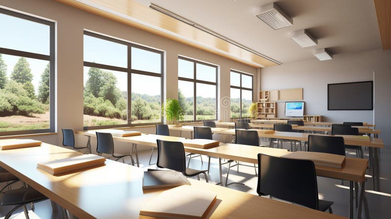 Classroom in the Learning Building. Bright Space in the Interior for ...