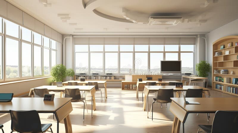 Classroom in the Learning Building. Bright Space in the Interior for ...