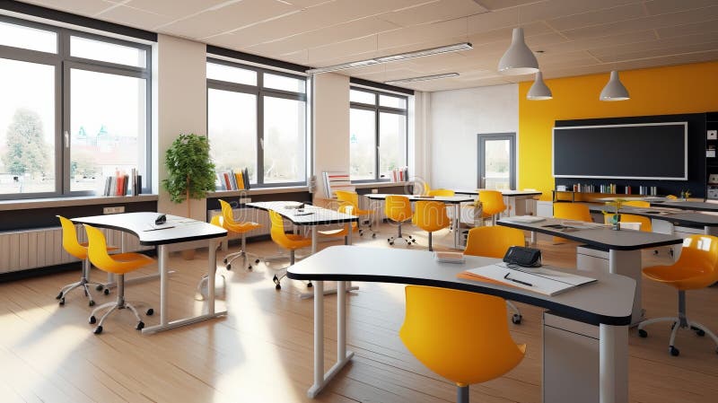 Classroom in the Learning Building. Bright Space in the Interior for ...