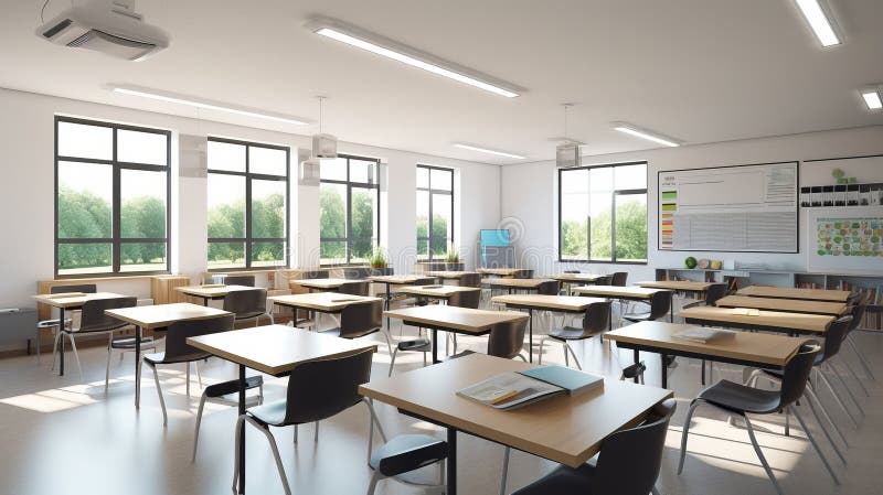 Classroom in the Learning Building. Bright Space in the Interior for ...