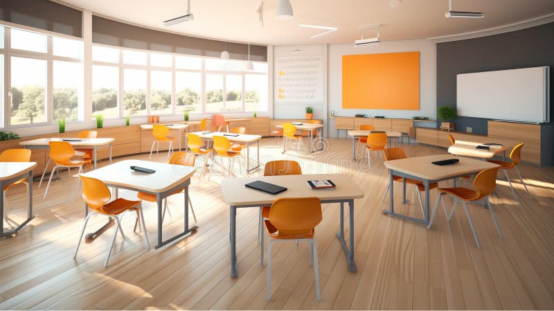Classroom in the Learning Building. Bright Space in the Interior for ...