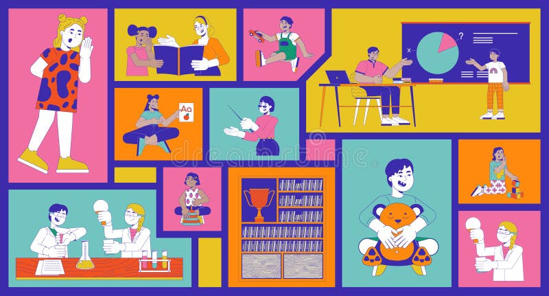 Education Bento Grid Illustration Set Stock Illustrations – 8 Education Bento Grid Illustration ...