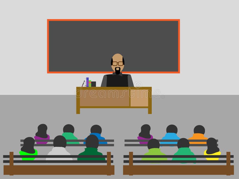 Classroom with Lecture Teaching Students Stock Illustration ...