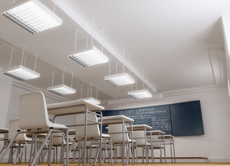 Classroom from low angle stock illustration. Illustration of education ...