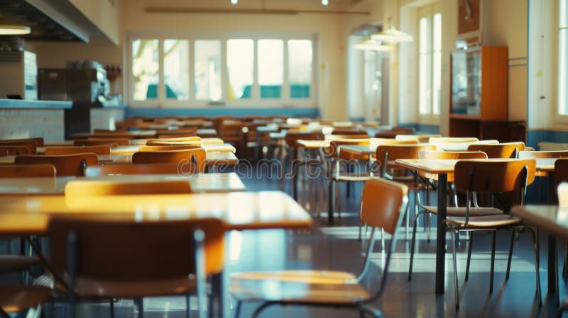 A Classroom with Many Tables and Chairs. Suitable for Educational and ...