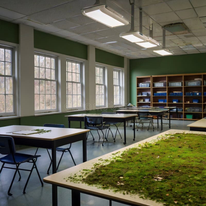 A Classroom with Numerous Shelves and Desks Neatly Arranged for ...