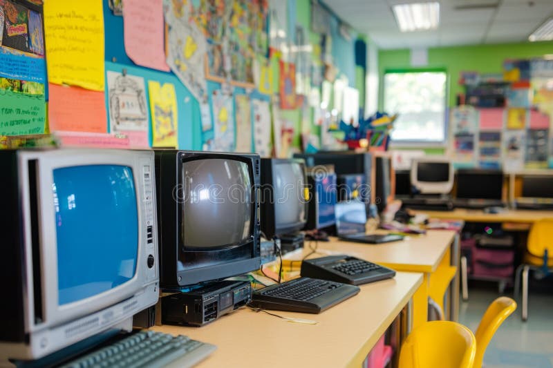 Classroom with Old and New Computers Features a Vibrant Learning ...