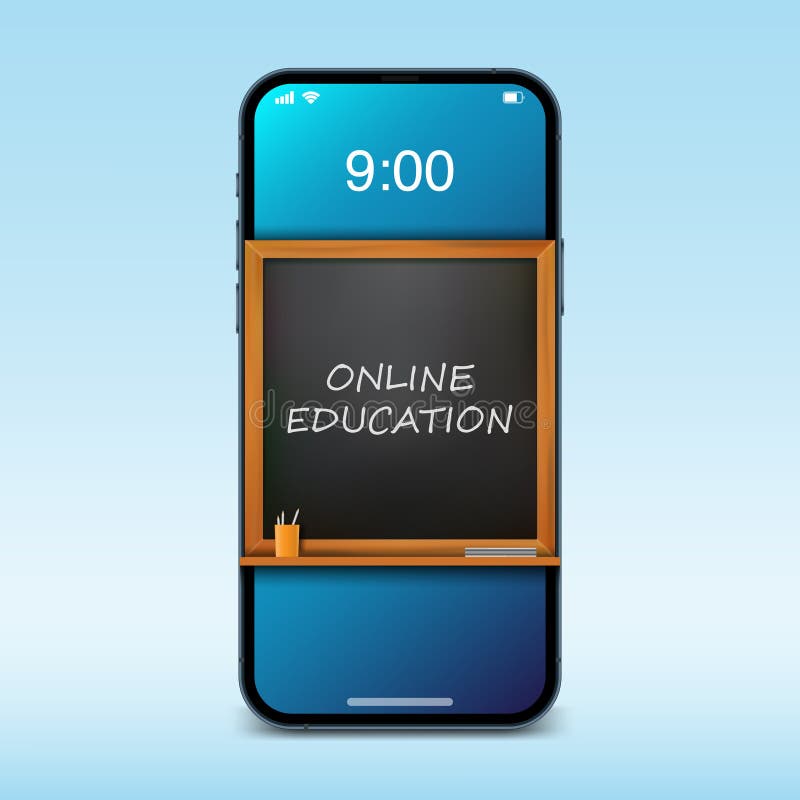 Classroom Online Education Learning on Smartphone Live Streaming Vector ...