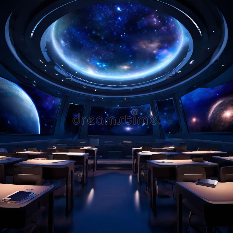 A Classroom in a Planetarium with Desks Whiteboards and a Dme C Stock ...