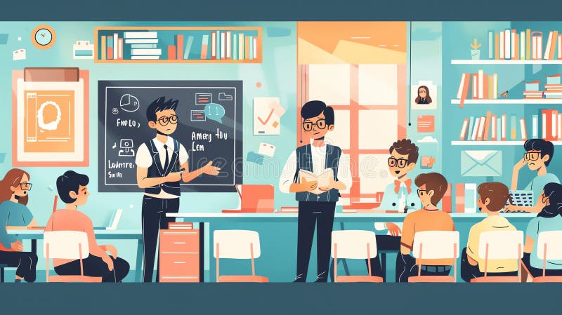 Classroom Presentation with Students Listening Attentively Stock Image ...