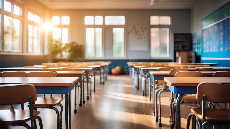 School Auditorium, Space with Chairs and Desks. Primary School ...
