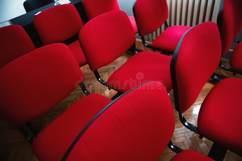 Classroom with Red Chairs stock image. Image of classroom - 246504573