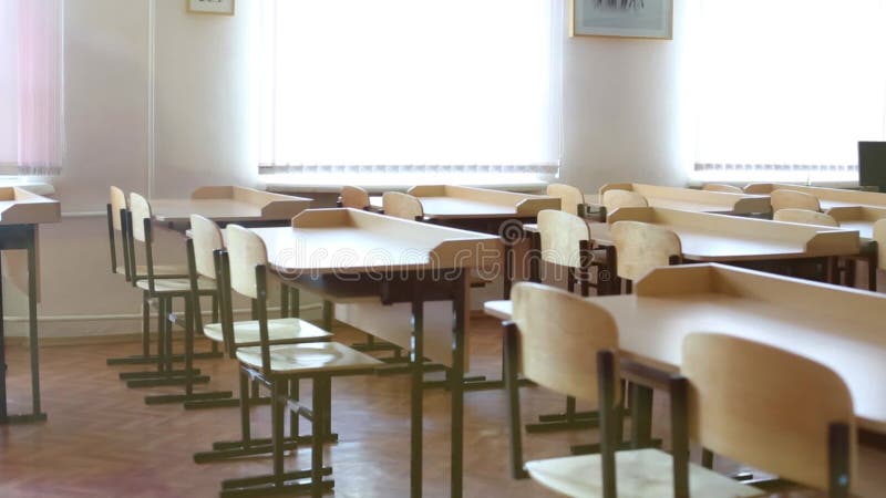 Classroom with Rows of Desks and Chairs and Stock Video - Video of ...