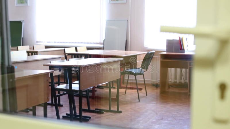 Classroom with Rows of Desks and Chairs and Stock Video - Video of ...