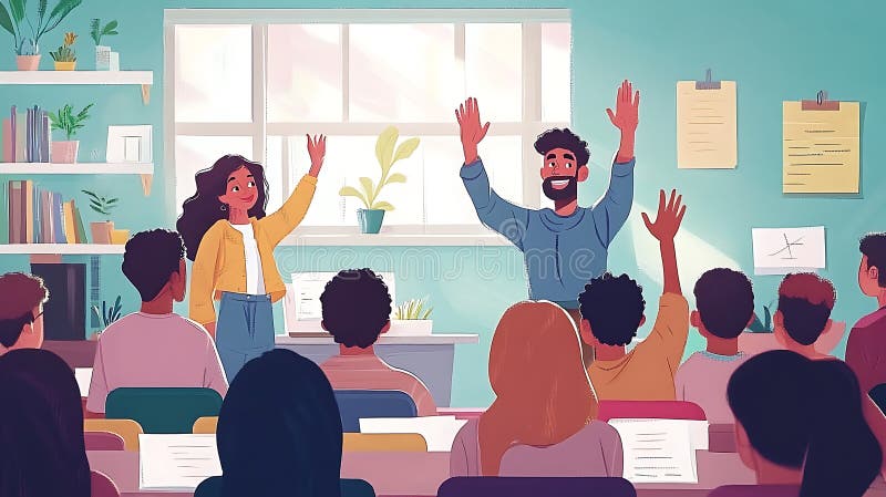 Classroom Scene with Diverse Students Actively Participating in a ...