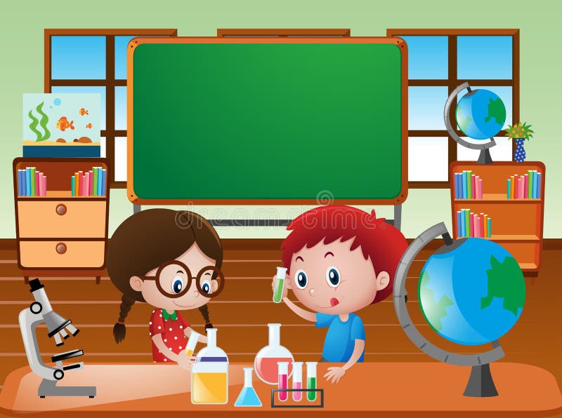 Classroom Scene with Kids Doing Science Experiment Stock Vector ...