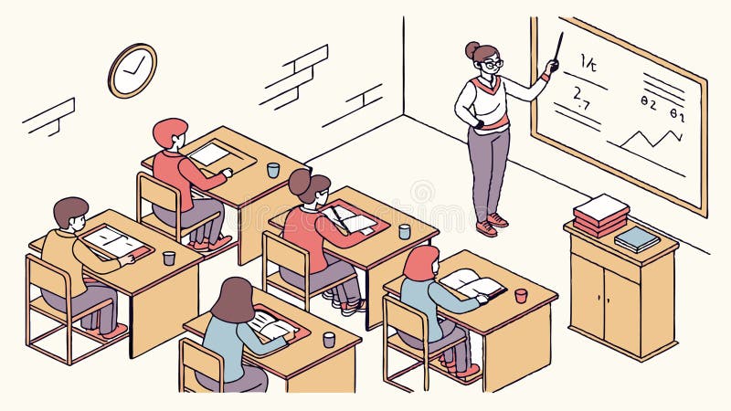 Classroom Scene and Students Learning and Education Illustration ...
