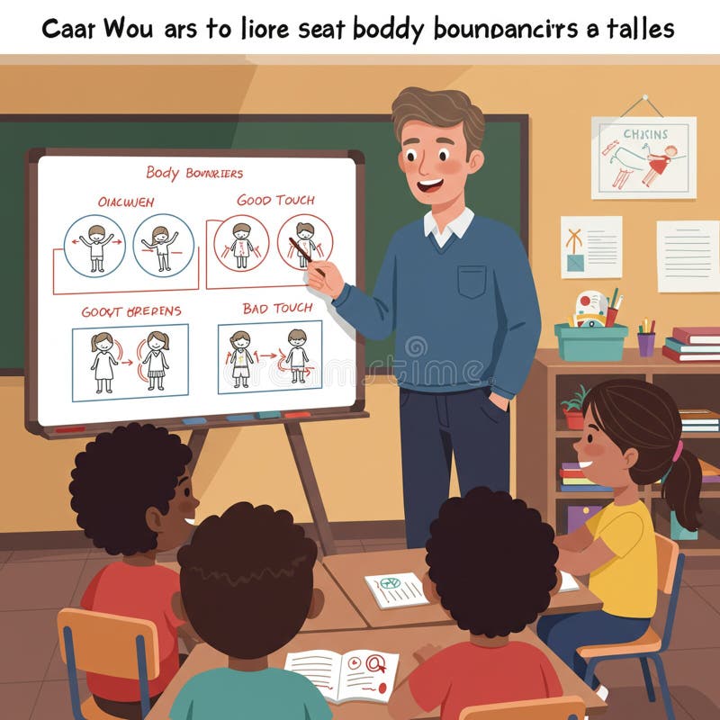 A Classroom Scene with a Teacher Explaining "Body Boundaries" To a ...