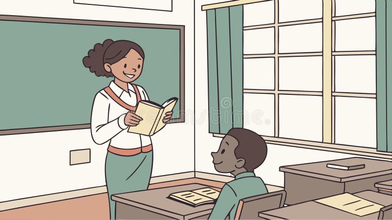 Classroom Scene: Teacher Instructing Student Illustration of Learning ...