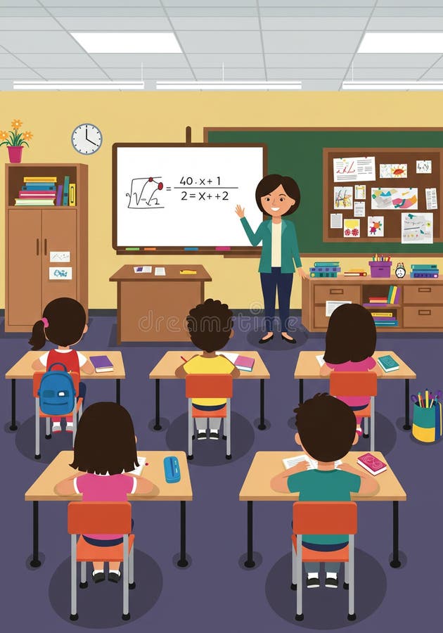 Classroom Scene with Teacher in Front of Science Class Stock Vector ...