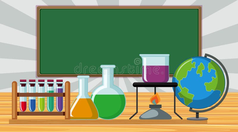 Classroom with Science Equipments on the Table Stock Illustration ...