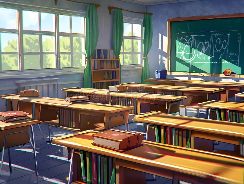 Classroom Setting Featuring a Blackboard and Desks, Ideal for ...
