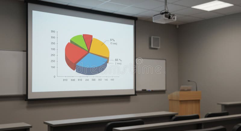 A Classroom Setting Featuring a Projection Screen Displaying a Colorful ...