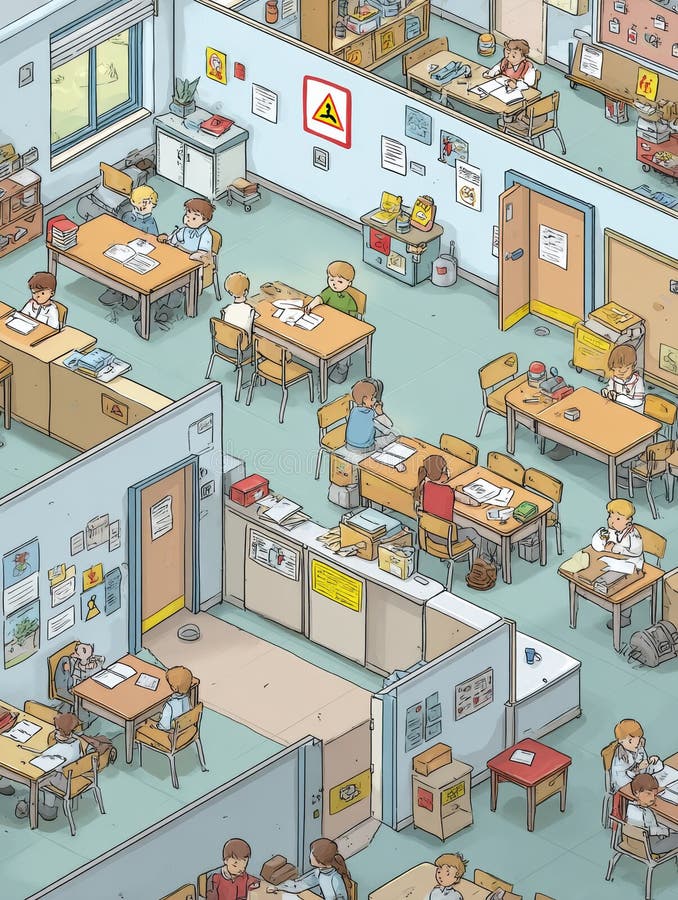 Classroom Setting Featuring Students Engaged in Learning with Poison ...