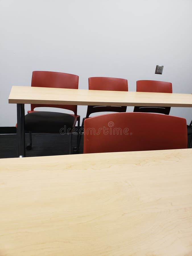 Classroom Setting with Red Chairs Stock Photo - Image of classroom ...