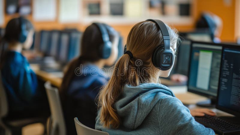 Students Engaged in Computer Programming at an Educational Institute ...