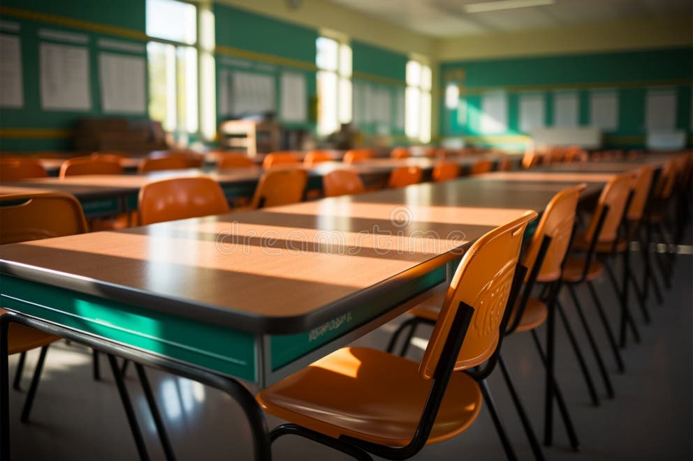 Classroom Solitude an Empty Class View Against a Blurred Background ...