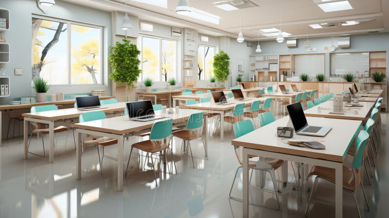 Classroom in the Learning Building. Bright Space in the Interior for ...