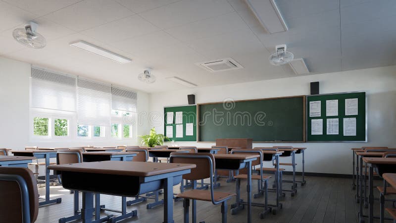 Classroom without Student, 3d Rendering Stock Illustration ...