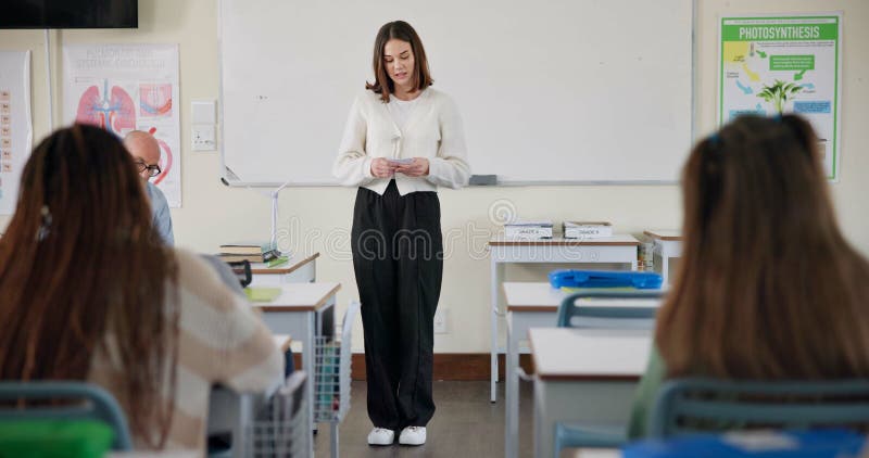 Classroom, Student and Presentation in High School, Biology and Lesson ...