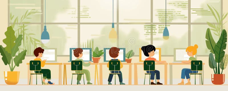 Classroom with Students Engaging in a Coding Lesson, Technology ...