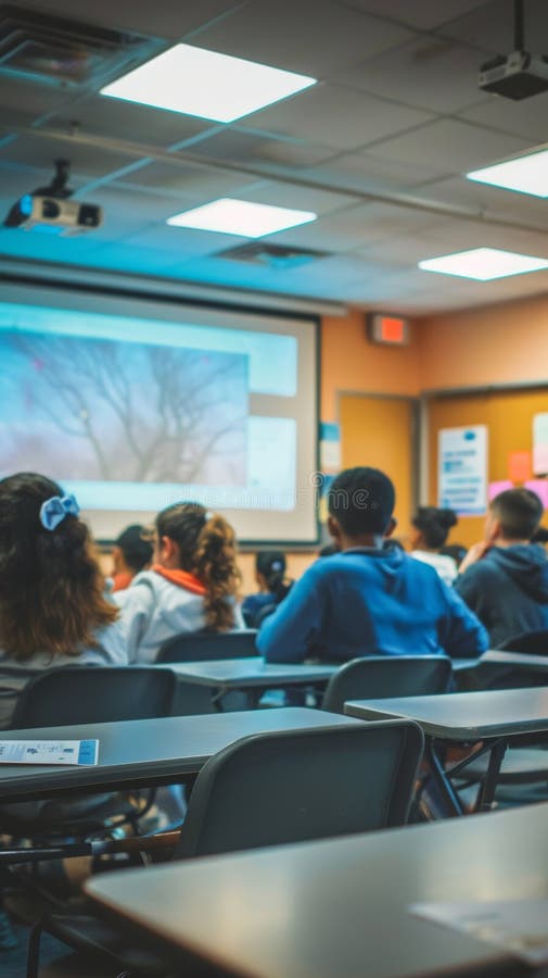 Classroom with Students Focused on a Presentation Stock Image - Image ...