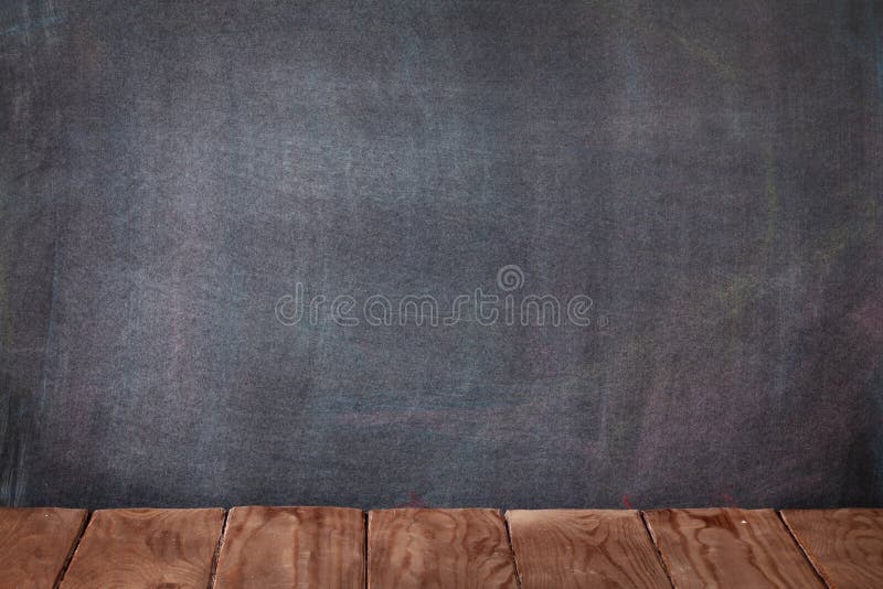 Classroom Table in Front of Blackboard Stock Image - Image of ...