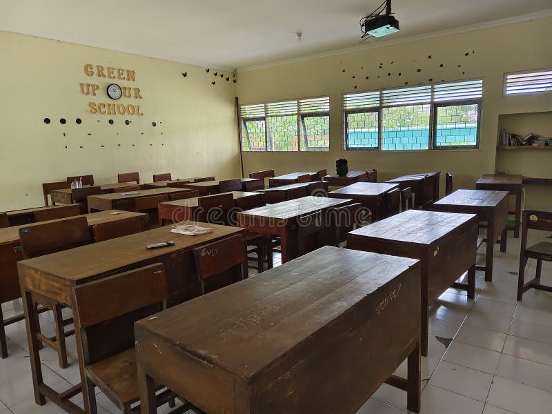 Classroom Tables Windows Chairs Wall Stock Photo - Image of wall ...