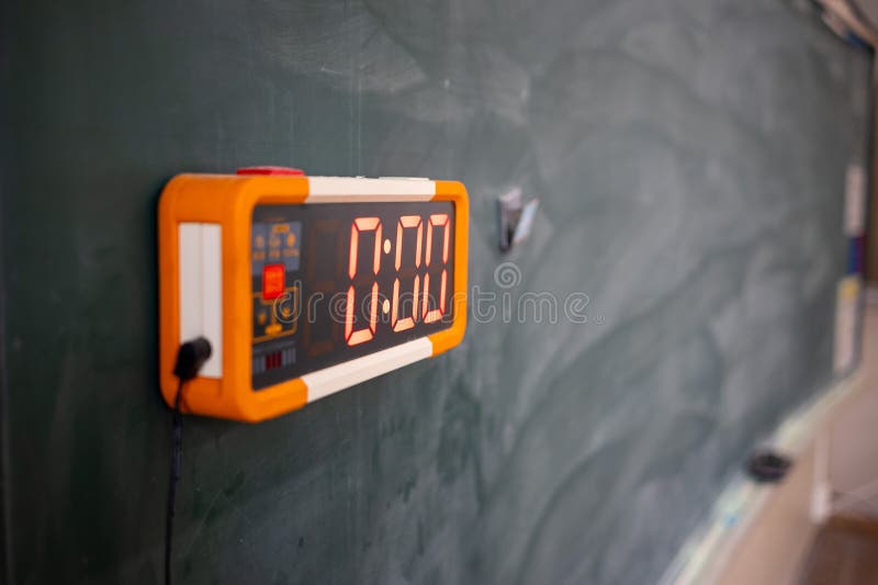 Classroom Timer Clock On The Blackboard In A Japanese School Stock