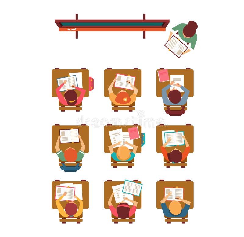 Classroom Top View in Flat Design Stock Vector - Illustration of flat ...
