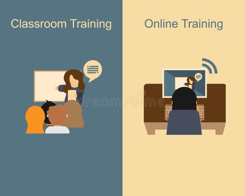 Classroom Training VS Online Training Vector Stock Vector ...