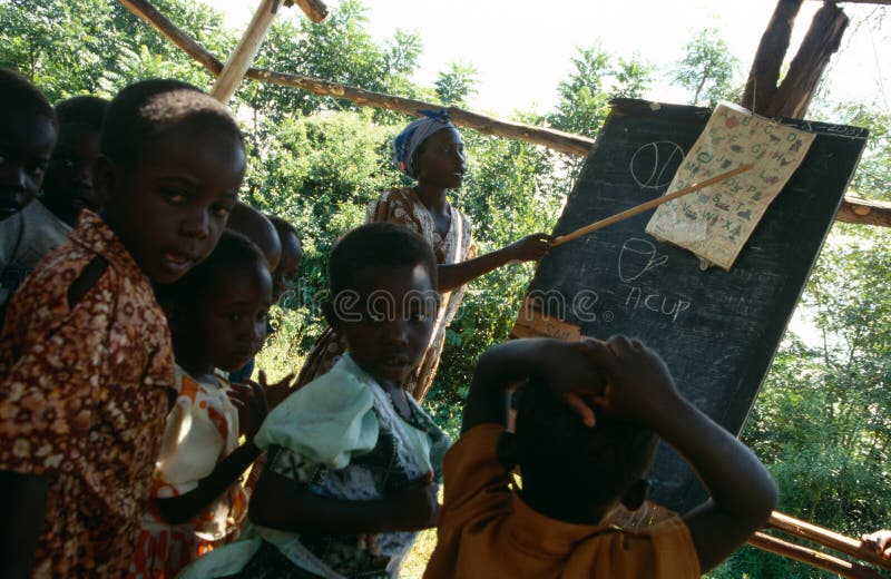 Students Studying in a Makeshift Classroom, Angola Editorial Image ...