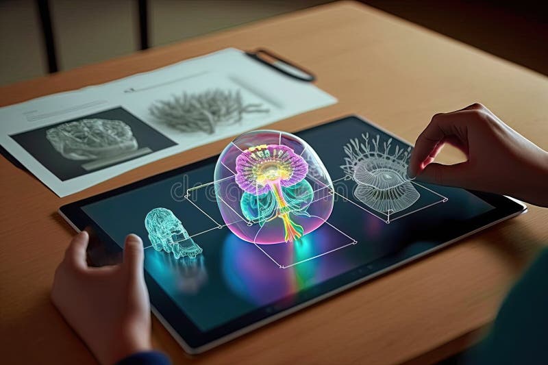3D Touch Hologram Display for Education Stock Illustration ...