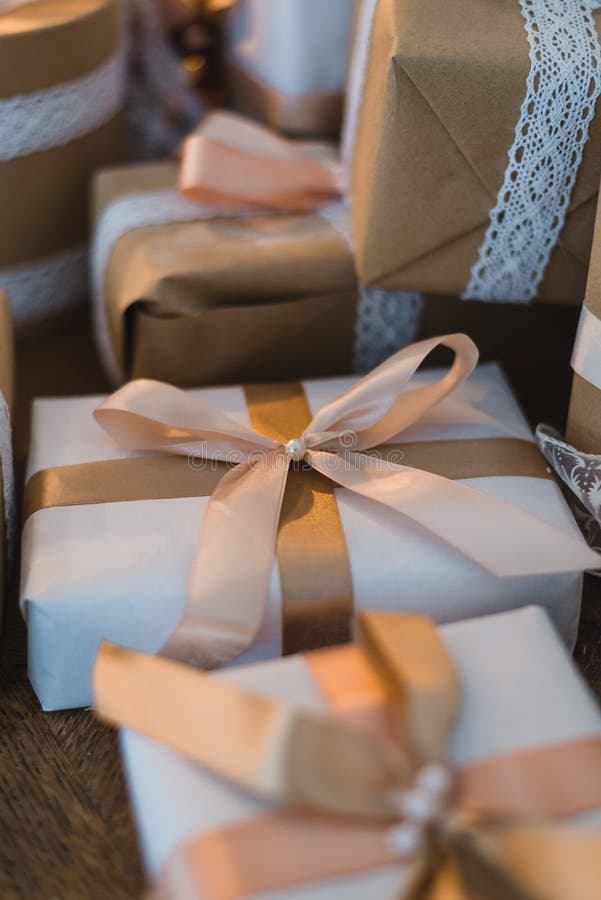 Classy Christmas Hand Made Gifts Box Presents with Brown Bows ...