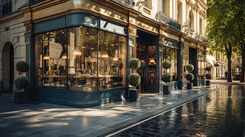 A Classy Exterior of a Luxury Boutique in Paris Background Stock ...