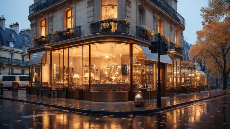 A Classy Exterior of a Luxury Boutique in Paris Background Stock ...