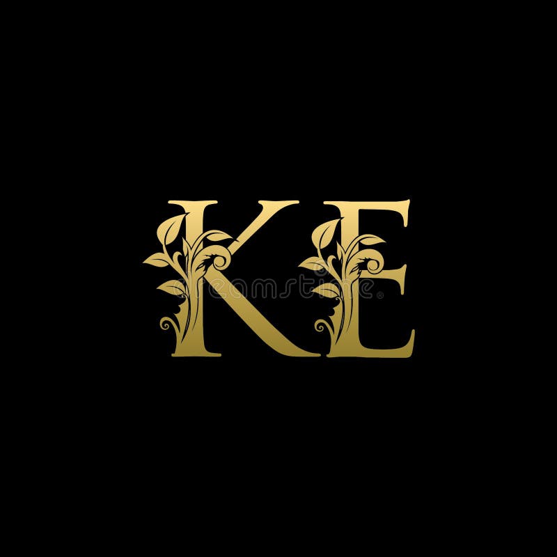 Classy Gold Leaf KE Letter Logo Stock Illustration - Illustration of ...
