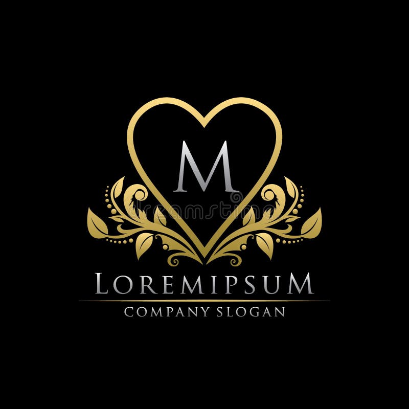 Classy Gold Love M Letter Logo Stock Illustration - Illustration of ...