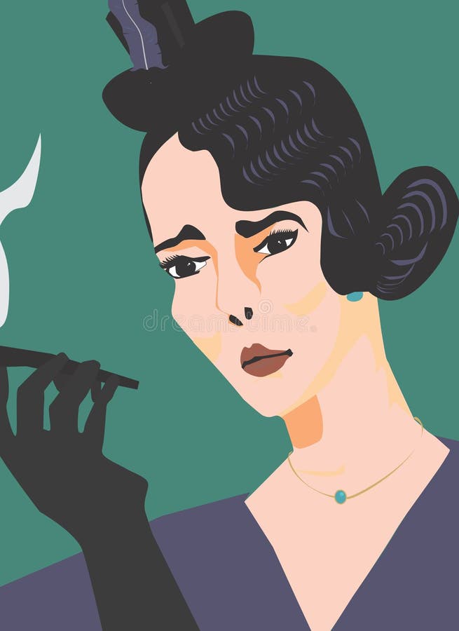 Classy lady 30s stock illustration. Illustration of feather - 85649941