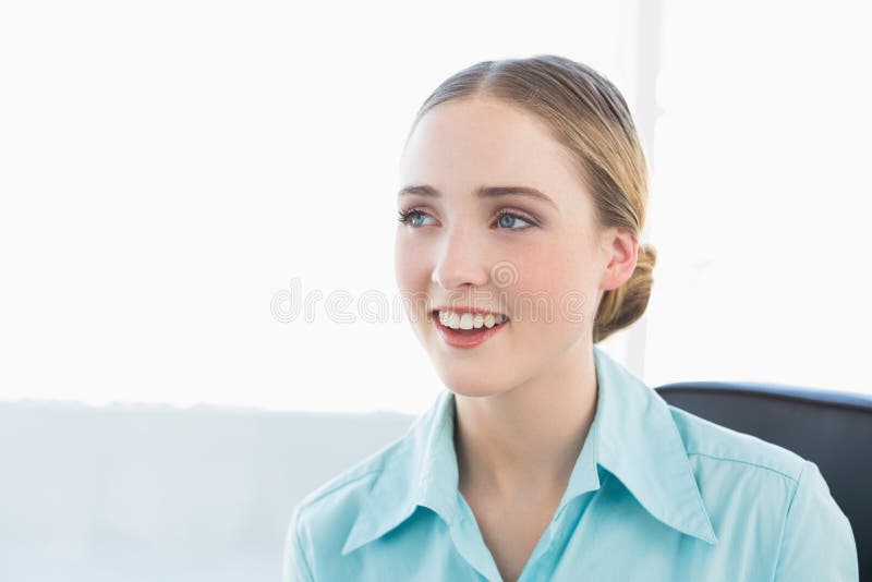 Classy Smiling Businesswoman Looking Away Stock Photo - Image of ...
